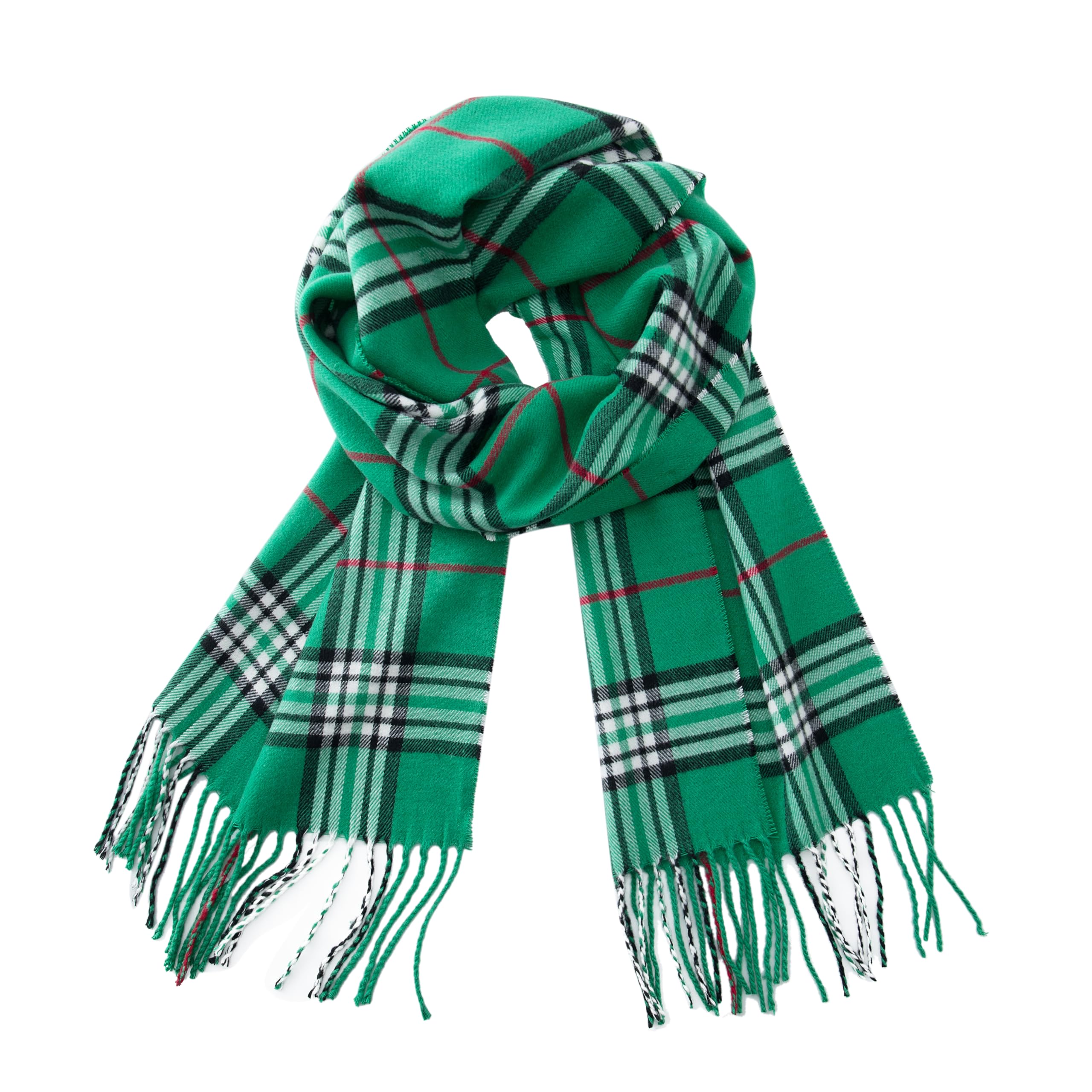 CALVIN & OLIVIA Soft Cashmere Feel Scarf Unisex Classic Plaid Tartan Winter Scarves Ombre Buffalo Tartan Tweed Houndstooth Gift for Men Women Classic Green Plaid