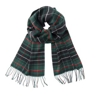 calvin & olivia cashmere feel scarf soft winter soft tartan plaid fashion scottish check multi-color gift for men women christmas green plaid