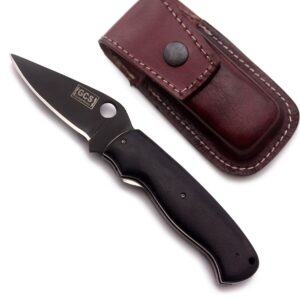 gcs handmade micarta handle d2 tool steel tactical hunting knife with leather sheath full tang blade designed for hunting & edc gcs 313