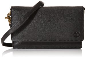 timberland womens rfid leather crossbody bag wallet purse, black (cav), one size