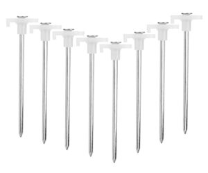 tent stakes, galvanized steel pop up tent stakes pegs with fluorescent stopper for pitching camping tents canopy (white)