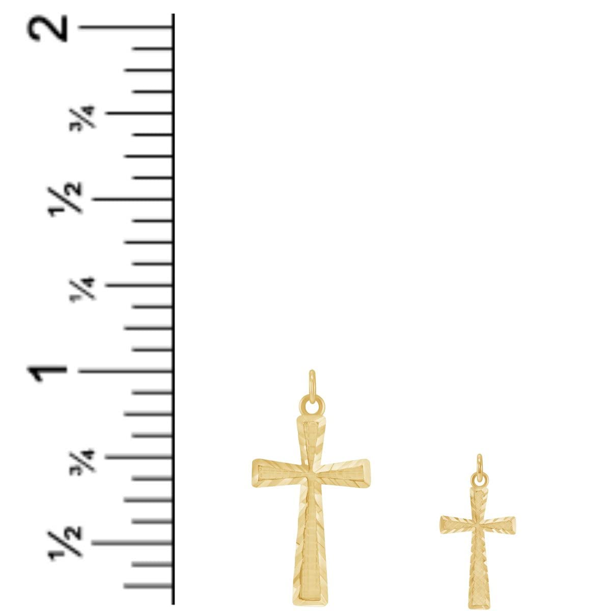 Solid 14k Yellow Gold Sparkle-Cut Christian Cross Pendant (Large)