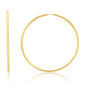 max + stone solid 14k gold hoop earrings for women | 2mm tube, flex continuous 60mm (2.3 inch) diameter large