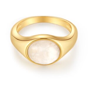 espere rainbow moonstone ring | natural gemstone 18k gold plated gold ring | chunky statement rings for women | handmade jewelry | june birthstone gift [size 8]