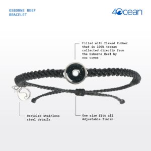 Original 4ocean Handmade Osborne Reef Braided Bracelet Made From Recycled Plastic with Stainless Steel 4ocean Charm + Stickers | Men Women | Supports Ocean Conservancy