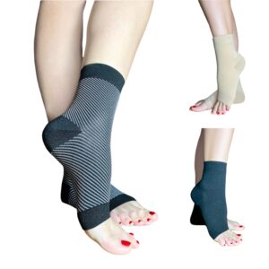 kevvi ankle compression socks - relieve foot pain & swelling - open toe - unisex (grey, l)