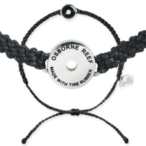 original 4ocean handmade osborne reef braided bracelet made from recycled plastic with stainless steel 4ocean charm + stickers | men women | supports ocean conservancy