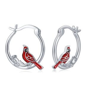 cardinal earrings sterling silver hypoallergenic hoop earrings for sensitive ears cardinal jewelry gifts for women