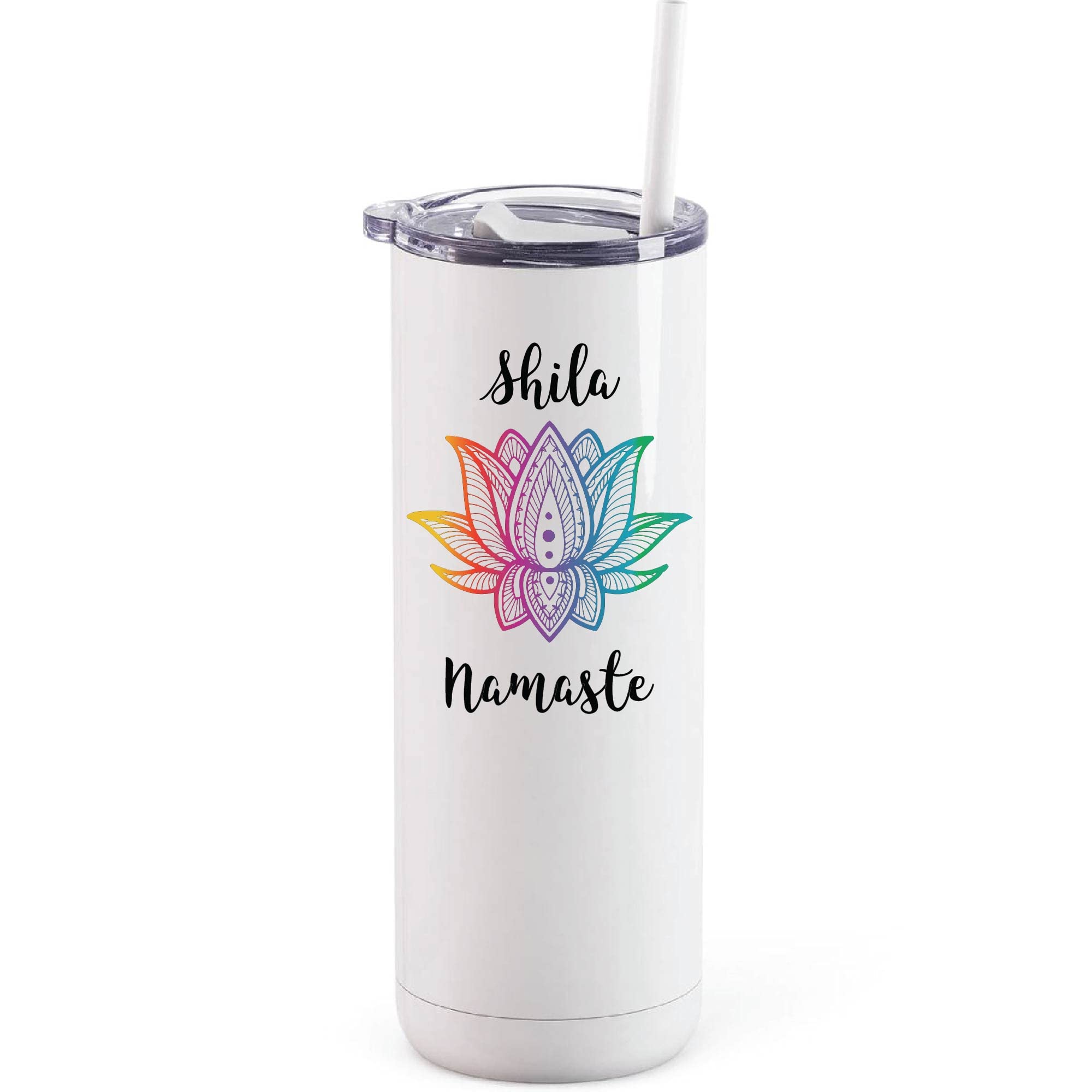 AVITO Personalized Yoga Gift, 20 oz with sliding lid Yoga Tumbler for Yogi, Yoga Teacher Cup, Yoga Gift for Women, Gift for Yoga Instructor, Namaste Gift, Lotus