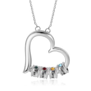 lorapetid personalized heart mother necklace with 1-5 names custom birthstone necklace for mom customized jewelry gifts for women grandma