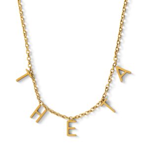 sorority shop kappa alpha theta necklace — kat name necklace, 18k gold plated sorority gifts necklace, long-lasting kappa alpha theta gifts for women