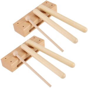 sehoi 2 pack 7 inches wood rhythm block, musical wood block percussion instrument with mallet, solid hardwood percussion rhythm blocks for creating loud and resonant tone