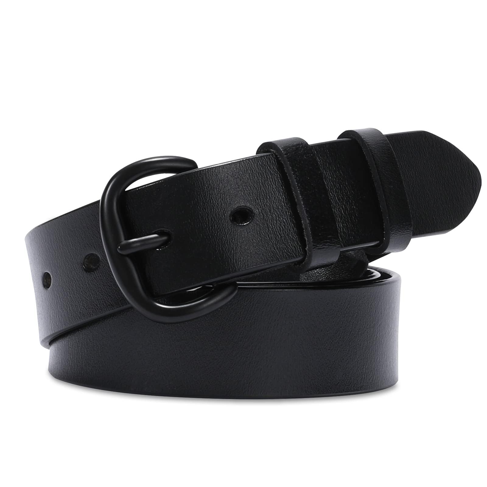 WHIPPY Women Leather Belt for Jeans Pants Dresses Ladies Waist Belt with Black Buckle M