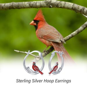 Cardinal Earrings Sterling Silver Hypoallergenic Hoop Earrings for Sensitive Ears Cardinal Jewelry Gifts for Women