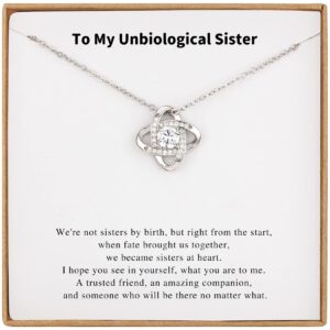 Famdecor Unbiological Sister Necklace Bonus Sister Necklace Sister in Law Necklace Sterling Silver Rhinestone Knot Necklace for Sister Birthday Gifts from Sister Christmas Gifts