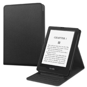 fintie flip case for 6.8" kindle paperwhite (11th generation-2021) and kindle paperwhite signature edition - slim fit vertical multi-viewing stand cover with auto sleep/wake, black