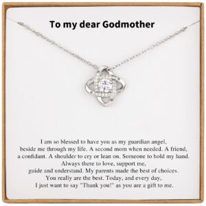 famdecor godmother gifts from goddaughter&godson godmother necklace sterling silver rhinestone knot necklace for godmother birthday gifts christmas gifts