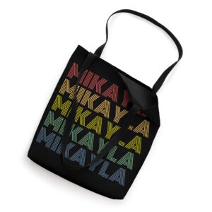 Womens Mikayla Wordmark Pattern Personalized Name Retro Tote Bag