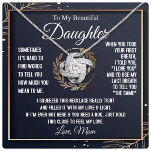 to my daughter necklace from mom with heartfelt message & elegant box, mother daughter necklace, mother to daughter gifts from mom, birthday gifts for daughters adult, daughter jewelry from mom