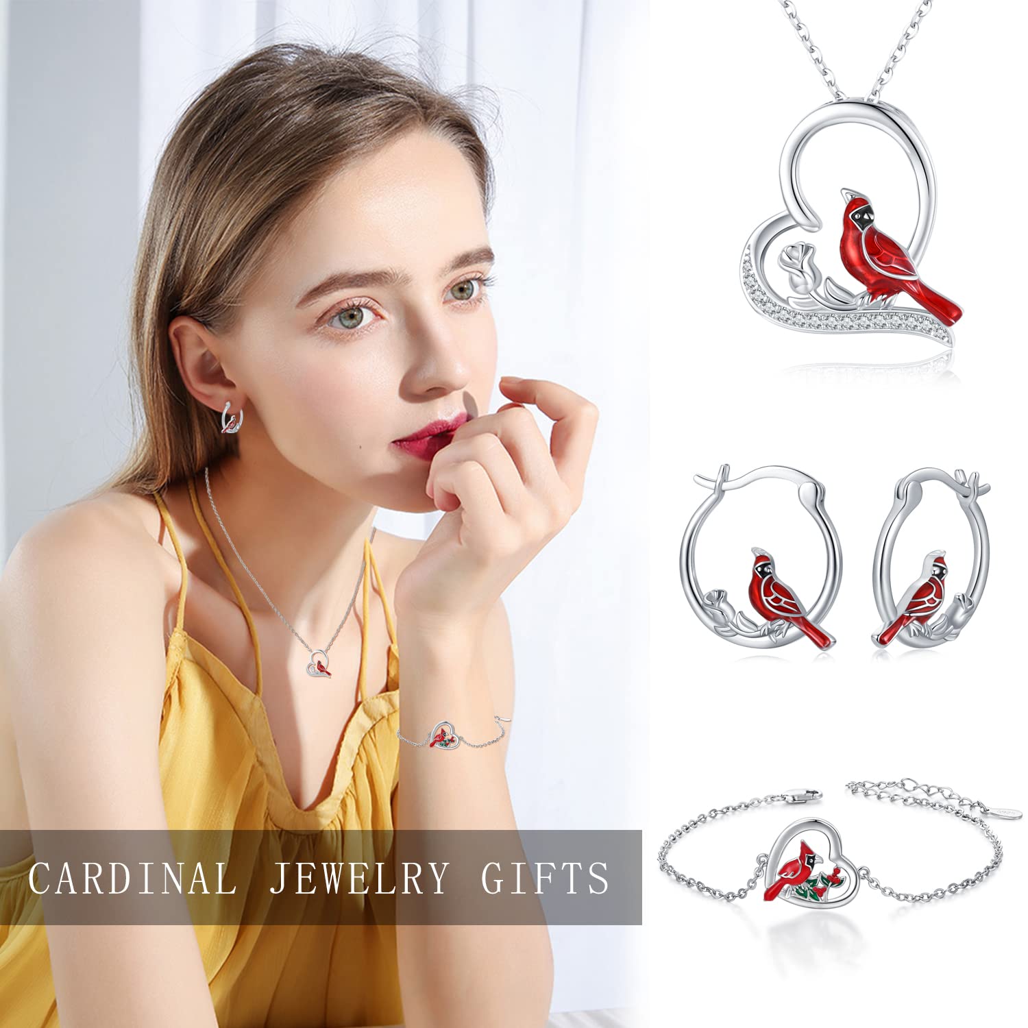 Cardinal Earrings Sterling Silver Hypoallergenic Hoop Earrings for Sensitive Ears Cardinal Jewelry Gifts for Women