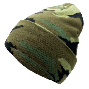 unisex knit soft warm cuffed beanie hat winter camo hats for men women (camo)