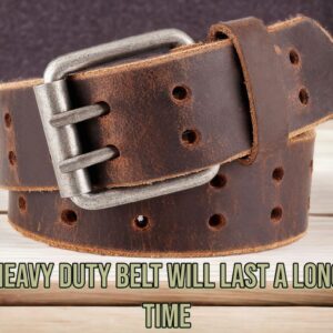 F&L CLASSIC Leather Work Belt, Heavy Duty Double Prong Genuine full grain Leather Belts for Men 1 1/2", Mens Casual Belts for Jeans,3190,size 44,tan