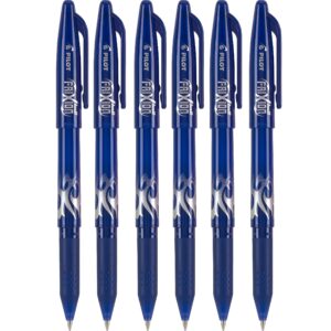 pilot frixion ball 0.7mm erasable gel pens, fine point, blue ink, pack of 6