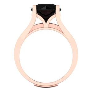 2.89ct Round Cut Solitaire Natural Black Onyx Engagement Promise Anniversary Bridal Ring Band set Sliding 18K Rose Gold 4.25