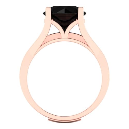 2.89ct Round Cut Solitaire Natural Black Onyx Engagement Promise Anniversary Bridal Ring Band set Sliding 18K Rose Gold 4.25