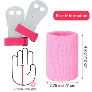 2 Gymnastics Grips Wristbands Sets for Kids Youth, Palm Protection and Wrist Support Sports Accessories for Workout Exercise (Pink, Black, White)