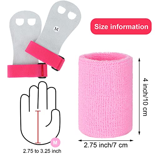 2 Gymnastics Grips Wristbands Sets for Kids Youth, Palm Protection and Wrist Support Sports Accessories for Workout Exercise (Pink, Black, White)