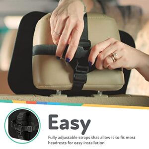 Nuby Backseat Baby Mirror with Fully Adjustable Straps, Shatter Resistant, Installs in Seconds, Black