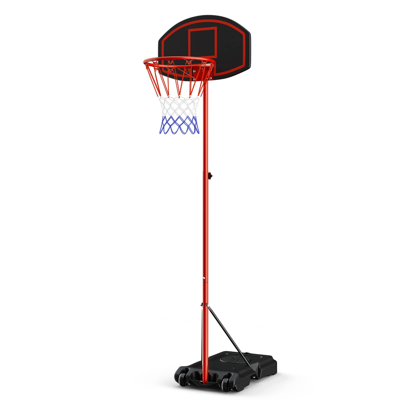 GYMAX Basketball Hoop, 6.5-8.5FT Height Adjustable Basketball Goal with Fillable Base & Moving Wheels, Weather-Resistant Portable Basketball System for Kids Youth Adult Outdoor Indoor Gym, Driveway