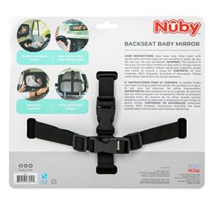 Nuby Backseat Baby Mirror with Fully Adjustable Straps, Shatter Resistant, Installs in Seconds, Black