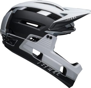 bell super air r mips adult mountain bike helmet - matte black/white (2023), medium (55-59 cm)