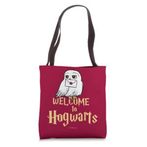 harry potter hedwig welcome to hogwarts tote bag