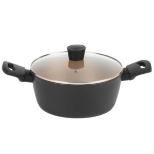 russell hobbs rh01670beu opulence 24 cm stockpot - non-stick casserole pot with tempered glass lid, induction hob suitable, forged aluminium cookware, dishwasher safe, metal utensil safe, gold