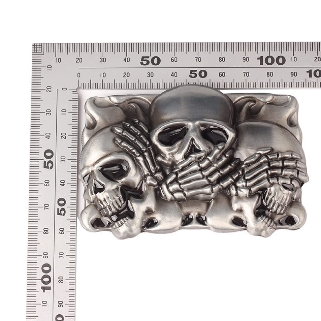 Longcreek Skull Belt Buckle for Men, Punk Skull Skeleton Rectangular Belt Buckle, Gothic Skull Head Belt Buckle, Western Cowboy Belt Buckle, Best Man Belt Buckle, Silver Wedding Belt Buckle