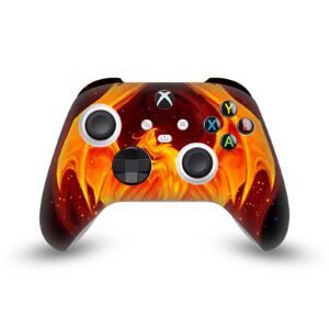 head case designs officially licensed christos karapanos dragon phoenix art mix vinyl sticker gaming skin case cover compatible with xbox series x / s controller