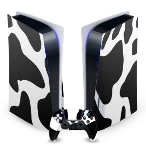 head case designs officially licensed grace illustration cow art mix vinyl faceplate sticker gaming skin case cover compatible with sony playstation 5 ps5 disc edition console & dualsense controller