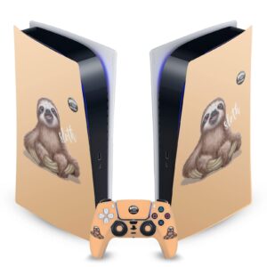 sloth faces matte vinyl faceplate sticker gaming skin case cover compatible with sony playstation 5 ps5 digital edition console and dualsense controller