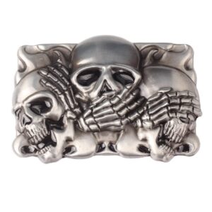 longcreek skull belt buckle for men, punk skull skeleton rectangular belt buckle, gothic skull head belt buckle, western cowboy belt buckle, best man belt buckle, silver wedding belt buckle