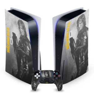 daryl double exposure daryl dixon graphics vinyl faceplate sticker gaming skin case cover compatible with sony playstation 5 ps5 disc edition console & dualsense controller