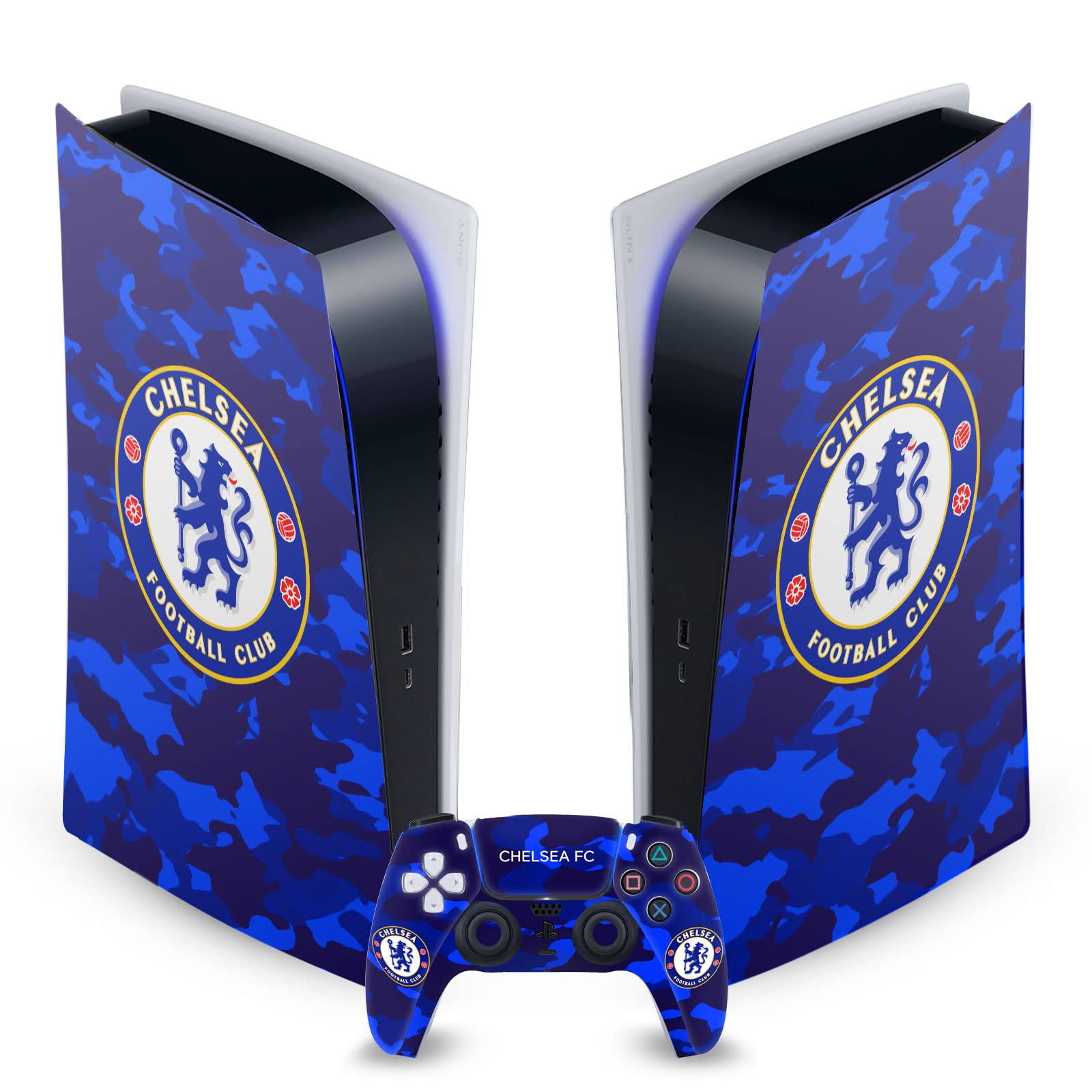 Camouflage Mixed Logo Vinyl Faceplate Sticker Gaming Skin Case Cover Compatible with Sony Playstation 5 PS5 Digital Edition Console and DualSense Controller