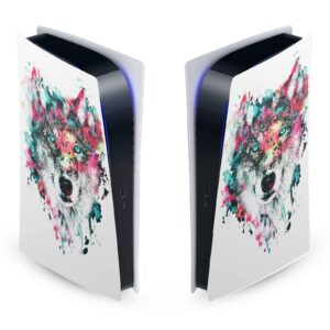 head case designs officially licensed riza peker wolf art mix vinyl faceplate sticker gaming skin case cover compatible with sony playstation 5 ps5 digital edition console