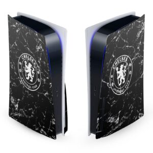 Head Case Designs Officially Licensed Chelsea Football Club Black Marble Mixed Logo Matte Vinyl Faceplate Sticker Gaming Skin Case Cover Compatible with Sony Playstation 5 PS5 Disc Edition Console