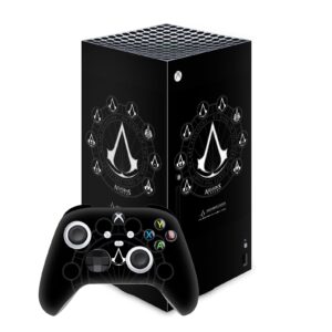 head case designs officially licensed assassin's creed crests legacy logo matte vinyl sticker gaming skin case cover compatible with xbox series x console and controller bundle