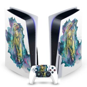 head case designs officially licensed riza peker horse art mix matte vinyl faceplate sticker gaming skin case cover compatible with sony playstation 5 ps5 disc edition console & dualsense controller