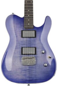 g&l tribute asat deluxe carved top electric guitar - bright blueburst