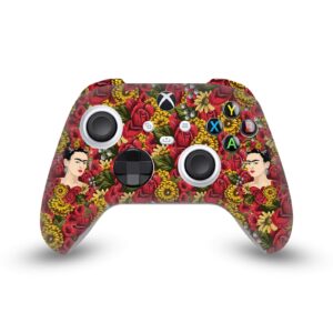 head case designs officially licensed frida kahlo portrait pattern floral matte vinyl sticker gaming skin case cover compatible with xbox series x / s controller